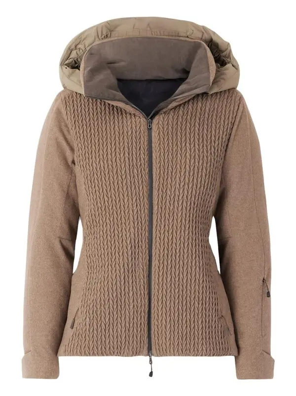 Sease Armor 2.0 Hooded Padded Cable-knit Cashmere Ski Jacket - Brown