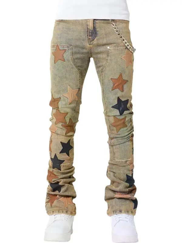 GUAPI Star Patch Slim Jeans - Neutrals