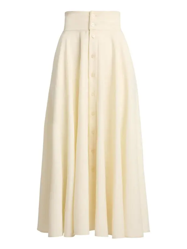 Ralph Lauren Wool Delilah Midi Skirt - White
