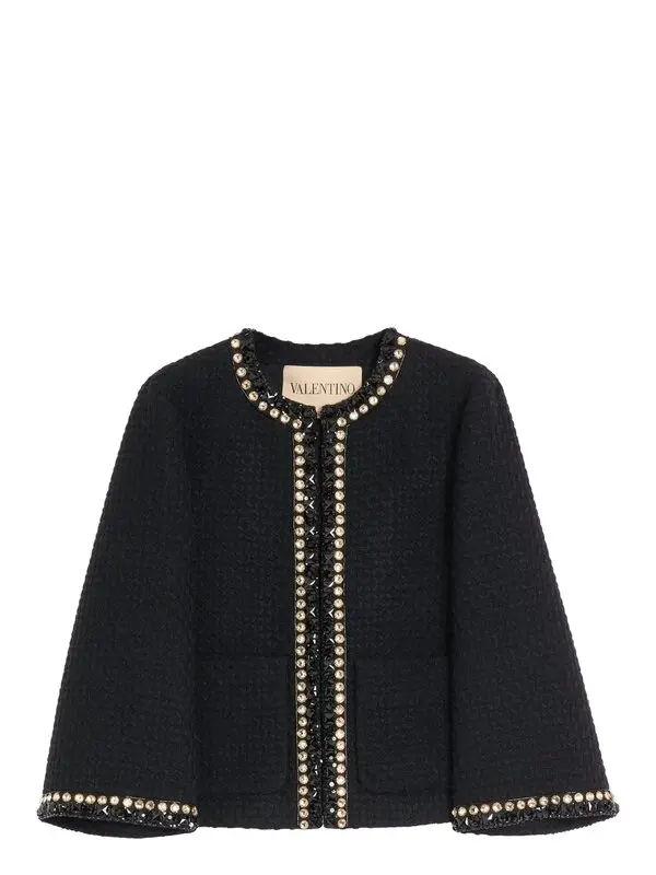 Valentino Garavani Wool-blend Embellished Blazer - Black