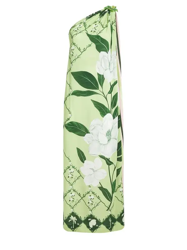 Verandah One-shoulder Floral Maxi Dress - Green