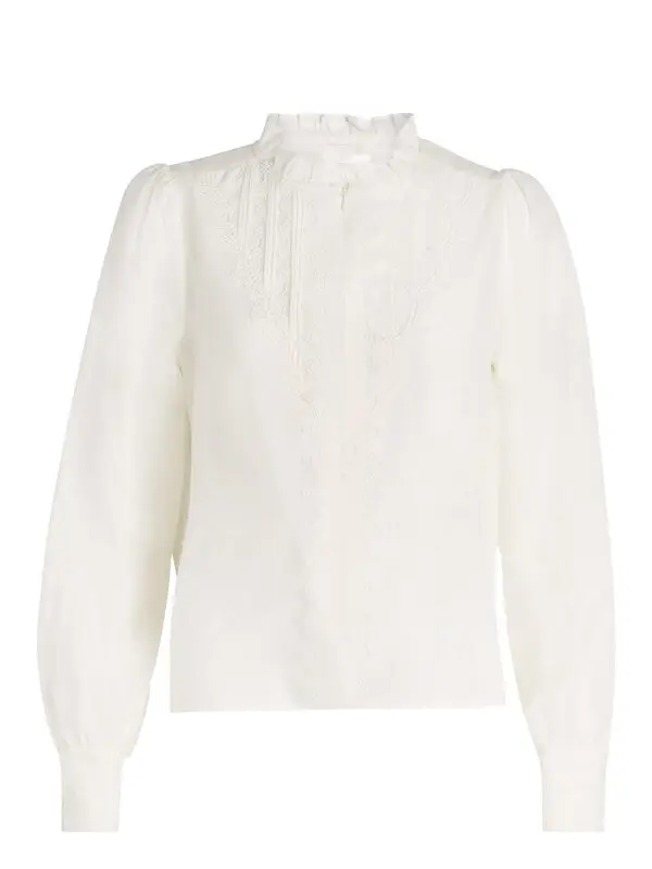 ME+EM Cotton-silk Lace-trim Shirt - White