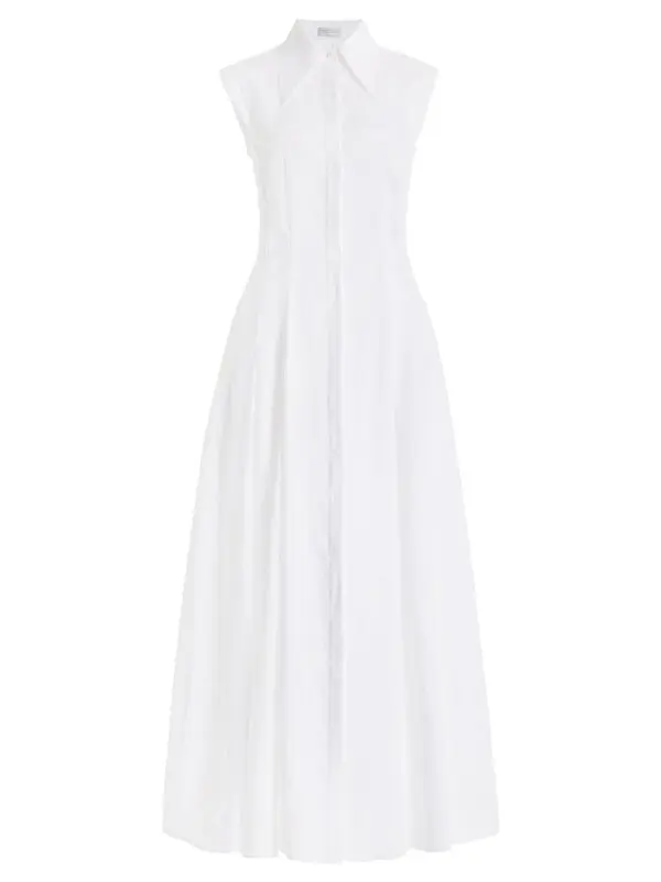 Gabriela Hearst Durand Pleated Maxi Shirt Dress - White