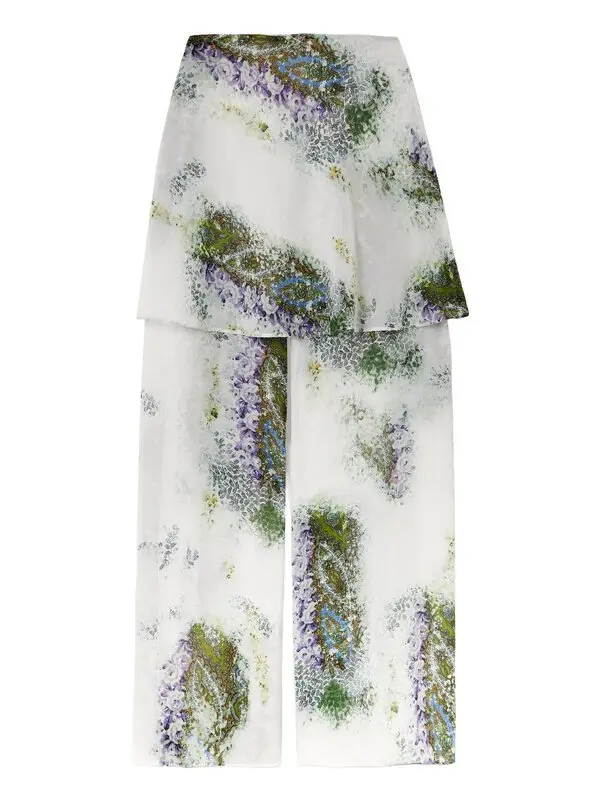 Christopher Esber Absence Layered Printed Silk-chiffon Wide-leg Pants - Ivory
