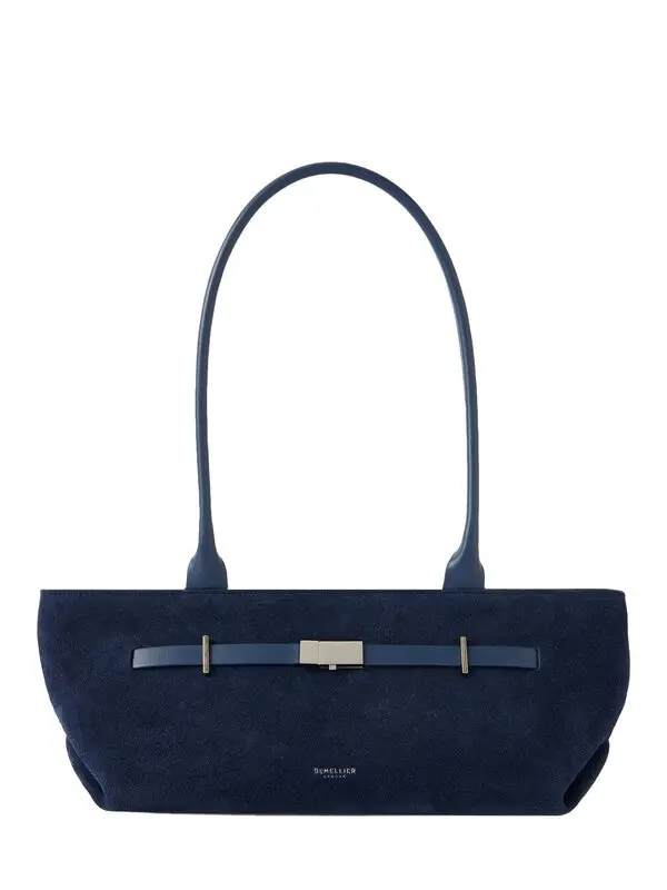 DEMELLIER Leather-trimmed Suede Shoulder Bag - Blue