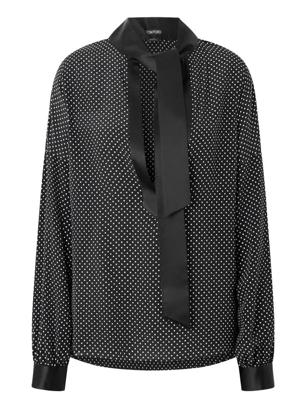 TOM FORD Polka-dot Silk-satin Blouse - Black