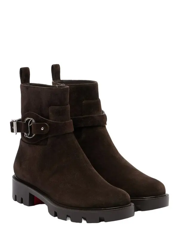 CHRISTIAN LOUBOUTIN Dianouchette Suede Ankle Boots - Brown