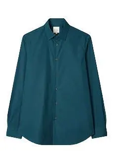 Paul Smith Tailored-fit Dark Teal Cotton-poplin Shirt - Blue