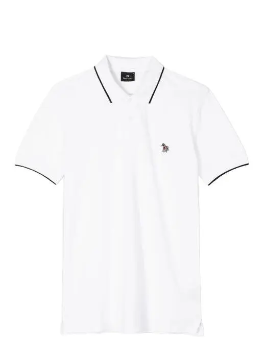 Paul Smith Slim-fit Zebra Logo Polo Shirt With Contrast Tipping - White