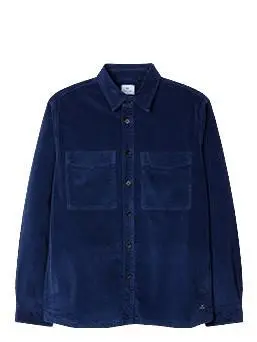 Paul Smith Dark Corduroy Patch-pocket Overshirt - Blue