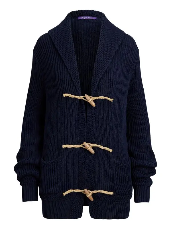 Ralph Lauren Cotton-silk Shawl Collar Cardigan - Navy