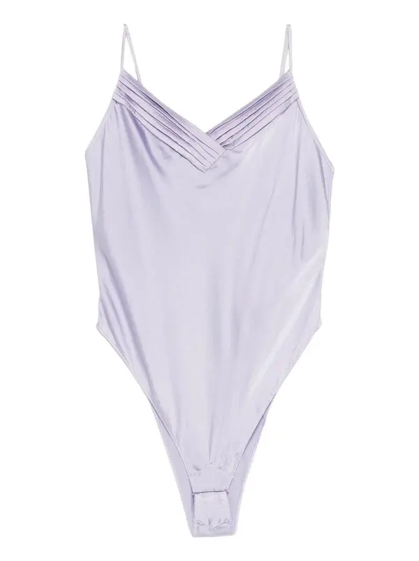 FORTE_FORTE Silk Satin Bodysuit - Purple