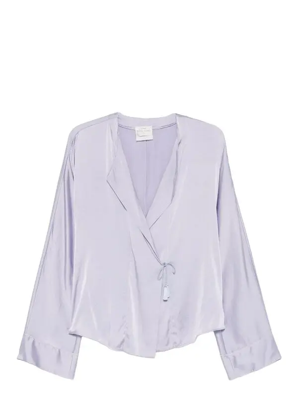 FORTE_FORTE Silk Satin Tie Shirt - Purple