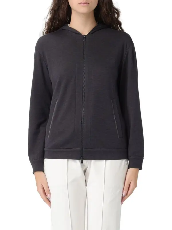 Brunello Cucinelli Full Zip Hooded Sweatshirt - Black