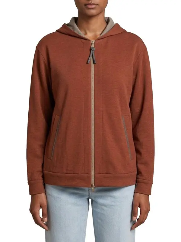 Brunello Cucinelli Full Zip Sweatshirt - Burgundy
