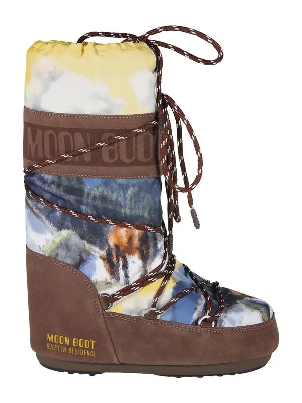 Moon Boot Printed Lace-up Boots - Cocoa