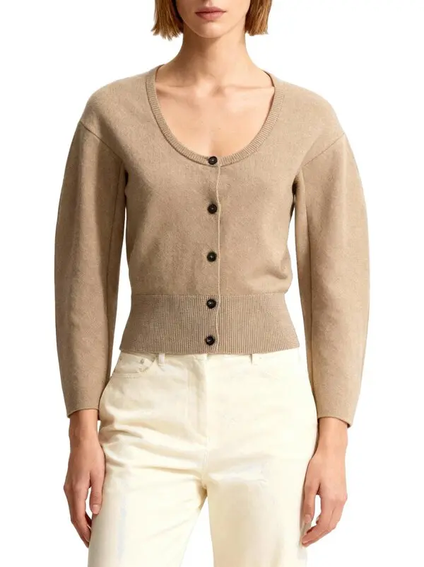 Jacquemus Ribbed Hem Cardigan - Beige