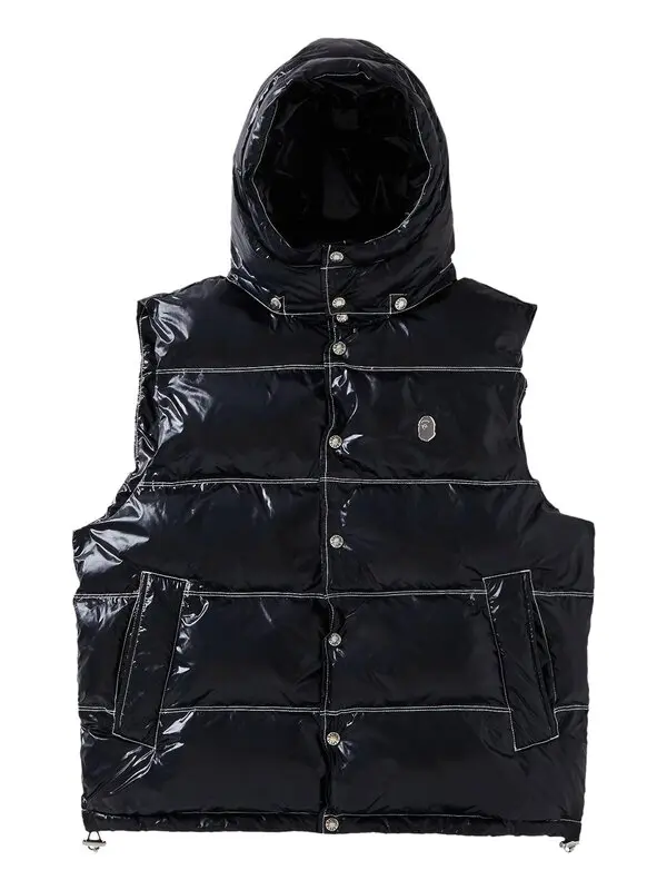 A BATHING APE Nylonetal Badge Padded Vest - Black