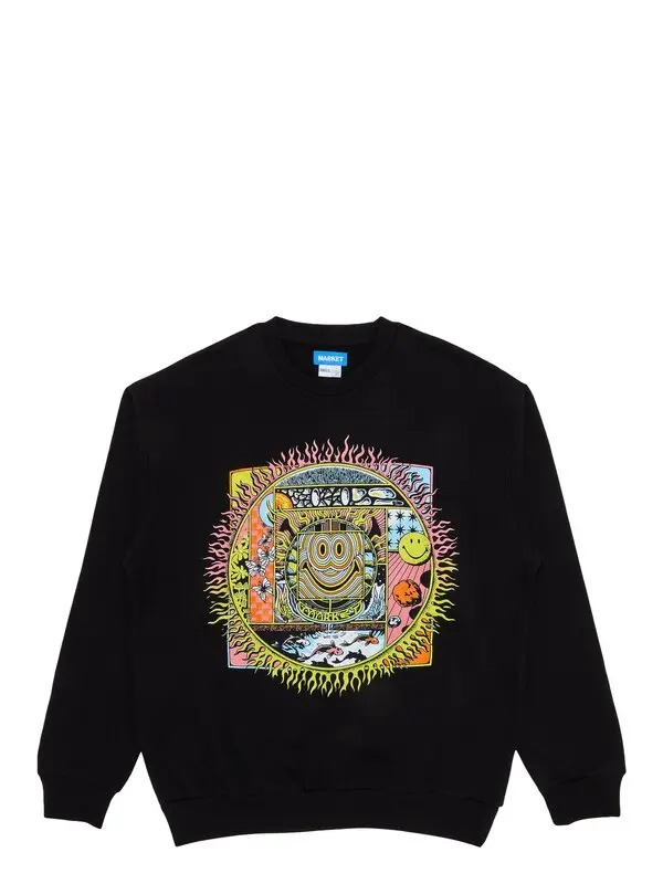 MARKET Exclusive Smiley Sun And Moon Crewneck - Black