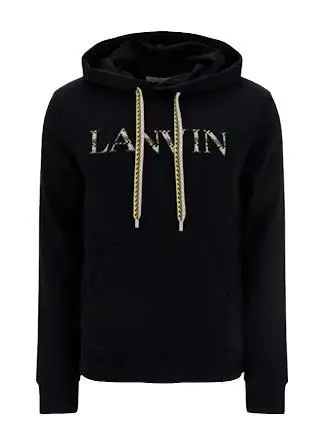 LANVIN Logo Embroidered Hoodie - Black