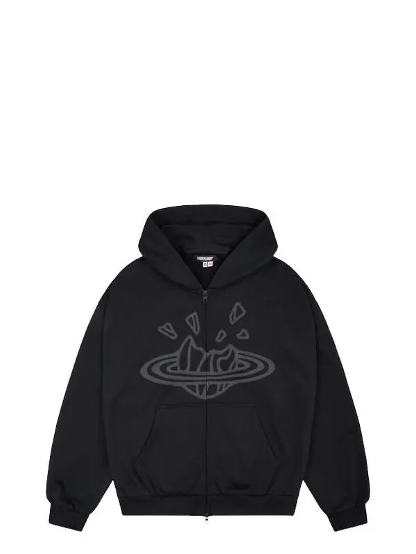 BROKEN PLANET Zip Up Hoodie - Midnight Black