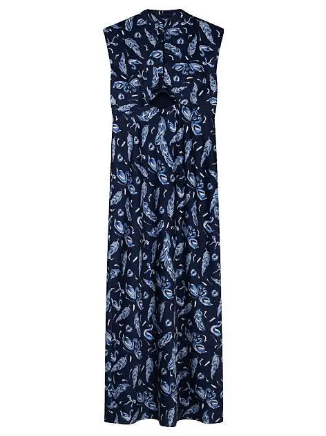 OMNES Swan-print Satin Maxi Dress - Navy