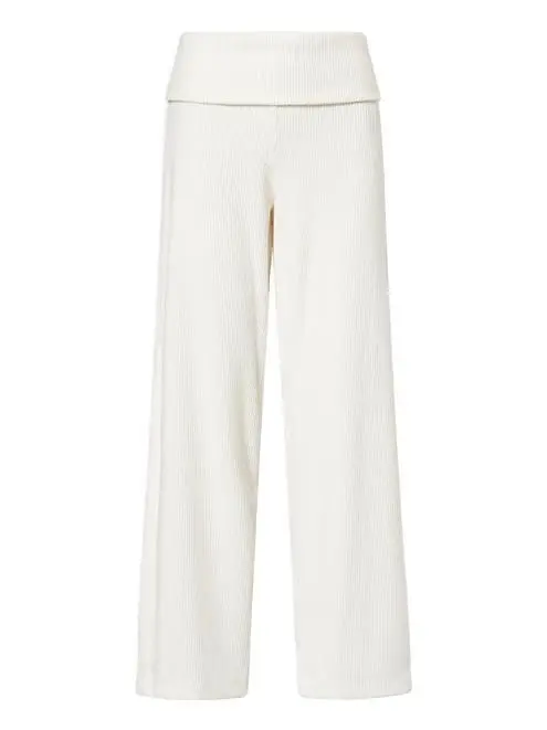 4TH & RECKLESS Fold-over Waist Knitted Trousers - Ecru