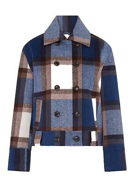 OMNES Checked Woven Jacket - Blue/brown Gingham
