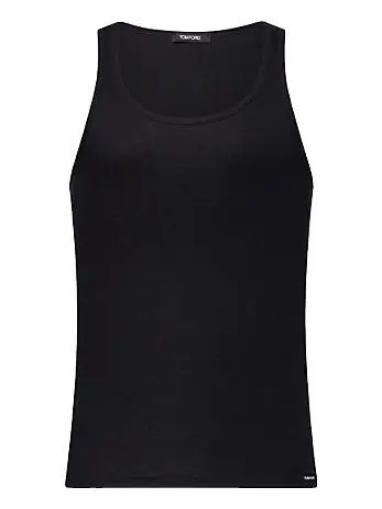 TOM FORD Ribbed Scoop-neck Cotton-blend Top - Black