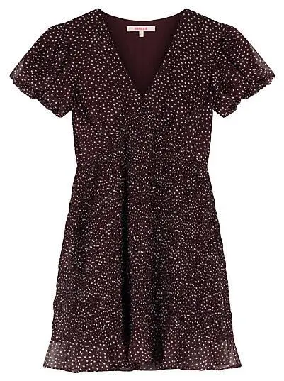 OMNES Polka-dot Chiffon Mini Dress - Chocolate