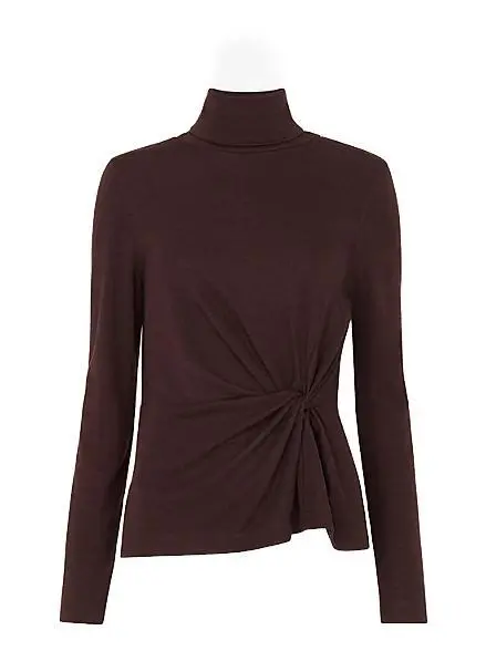 Whistles Roll-neck Twist-front Woven Top - Brown