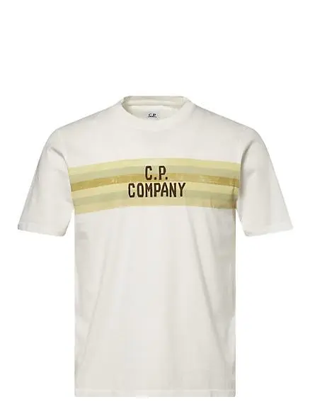 C.P. COMPANY Centre Stripes Logo-print Cotton T-shirt - Gauze White