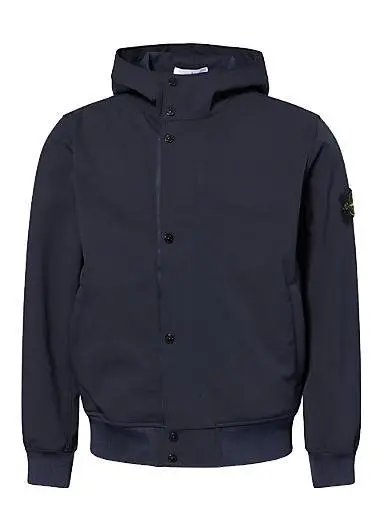 Stone Island Soft Shell Hooded Woven Jacket - Navy Blue