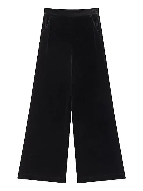 OMNES Livia Wide-leg High-rise Stretch-velvet Trousers - Black