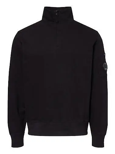 C.P. COMPANY Logo-patch Half-zip Cotton Jumper - Black