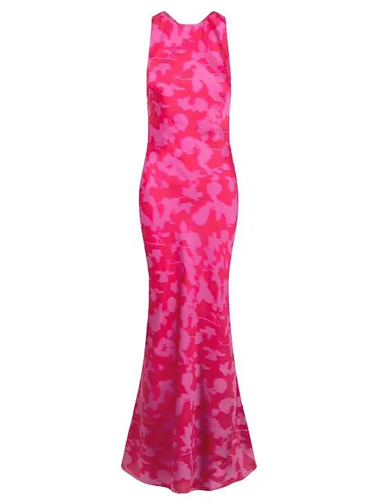 OMNES Jai Floral-print Satin Maxi Dress - Magenta