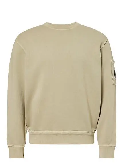 C.P. COMPANY Logo-patch Crewneck Jumper - Moss Gray
