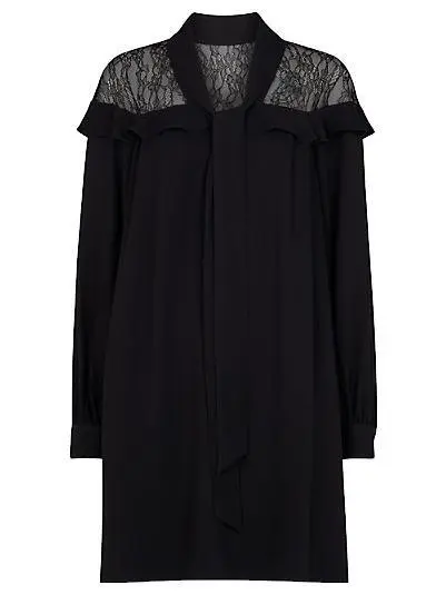 Whistles Lace-embroidered Crepe Mini Dress - Black