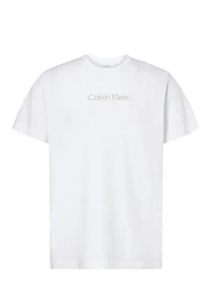 Calvin Klein Brand-embroidery Crewneck Cotton-jersey T-shirt - Classic White