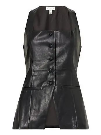 PRETTY LAVISH Maeve Faux-leather Waistcoat - Black
