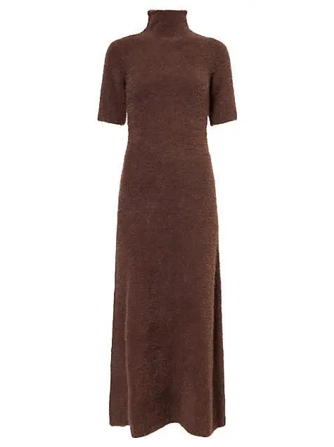 PRETTY LAVISH Belisse Turtleneck Knitted Maxi Dress - Chocolate Brown