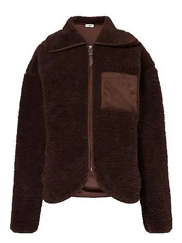 4TH & RECKLESS Collared Zip-up Fleece Jacket - Chocolate