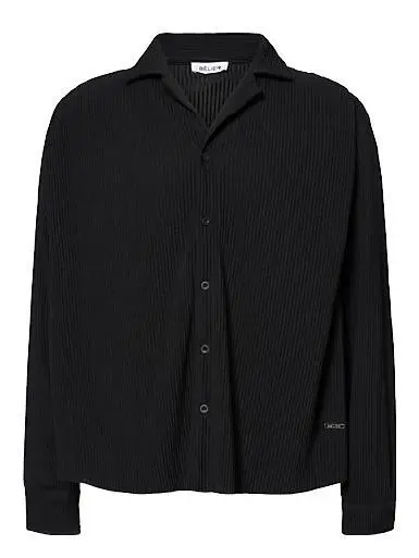 BELIER Pleated Long-sleeve Woven Shirt - Black