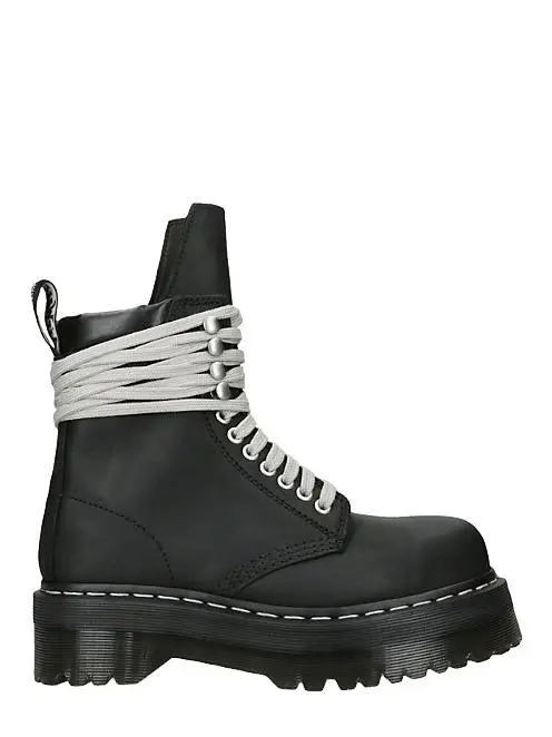 Rick Owens X Dr. Martens Quad Sole Leather Ankle Boots - Black/comb