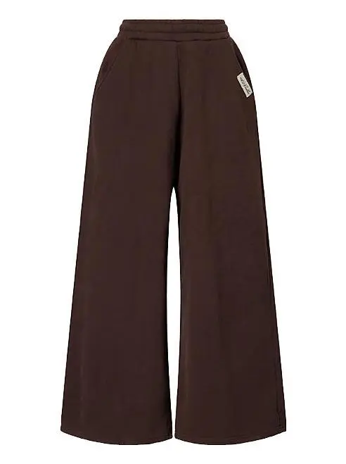 4TH & RECKLESS Fillipa Wide Leg Cotton Jogging Bottoms - Chocolate