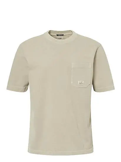C.P. COMPANY Logo-embroidered Piqué-cotton T-shirt - Moss Gray