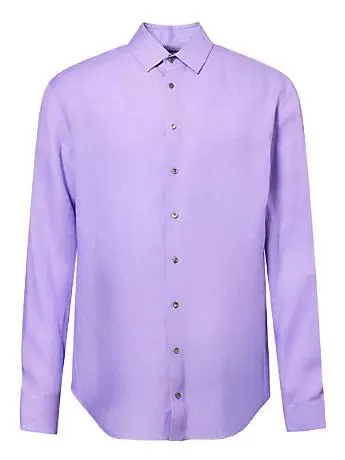Giorgio Armani Relaxed-fit Long-sleeve Linen Shirt - English Lavender