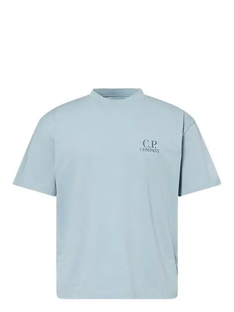 C.P. COMPANY Logo-print Cotton T-shirt - Silver Blue