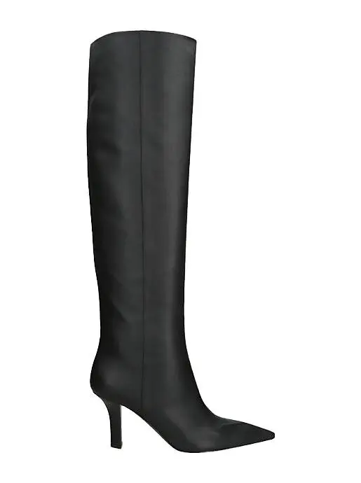 Amina Muaddi Christine Slouch 80 Leather Heeled Boots - Black