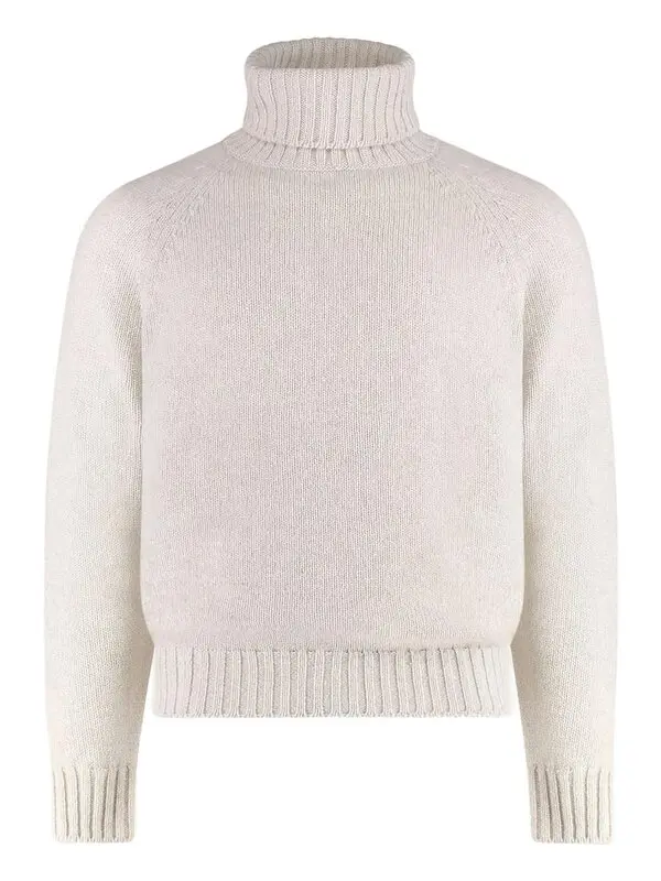 UMIT BENAN Cashmere Milano Knit Turtleneck Sweater - Light Beig
